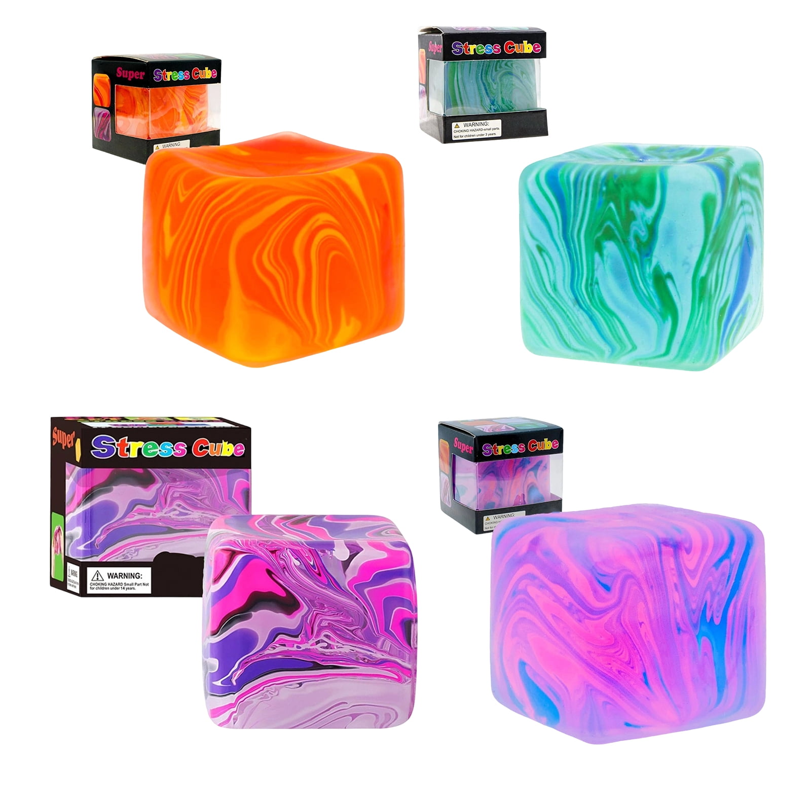 4-Pack Doh Cube Sensory Toys Stress Relief Balls - High Density Squeeze ...