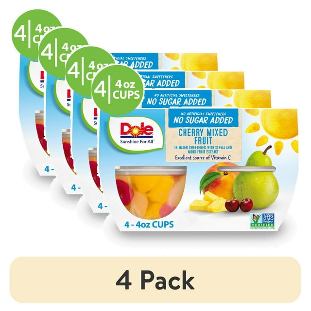 (4 pack) Dole Fruit Bowls No Sugar Added Cherry Mixed Fruit in Water, 4 ...