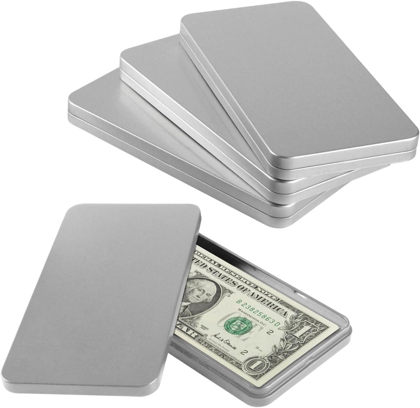 4 Pack Dollar Bill Holder Metal Cash Box Money Organizer with Lids ...