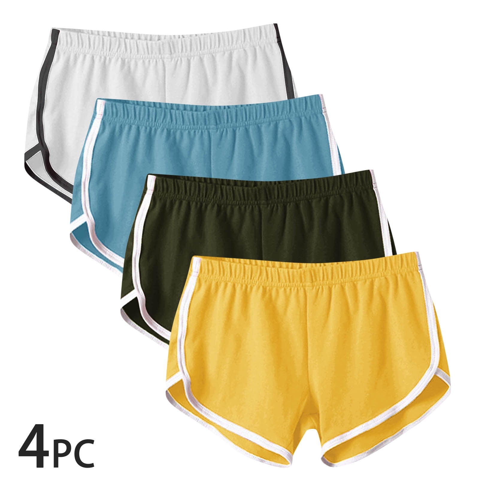 4 Pack Dolphin Dance Shorts Sports Short for Women Mid Waist Summer ...