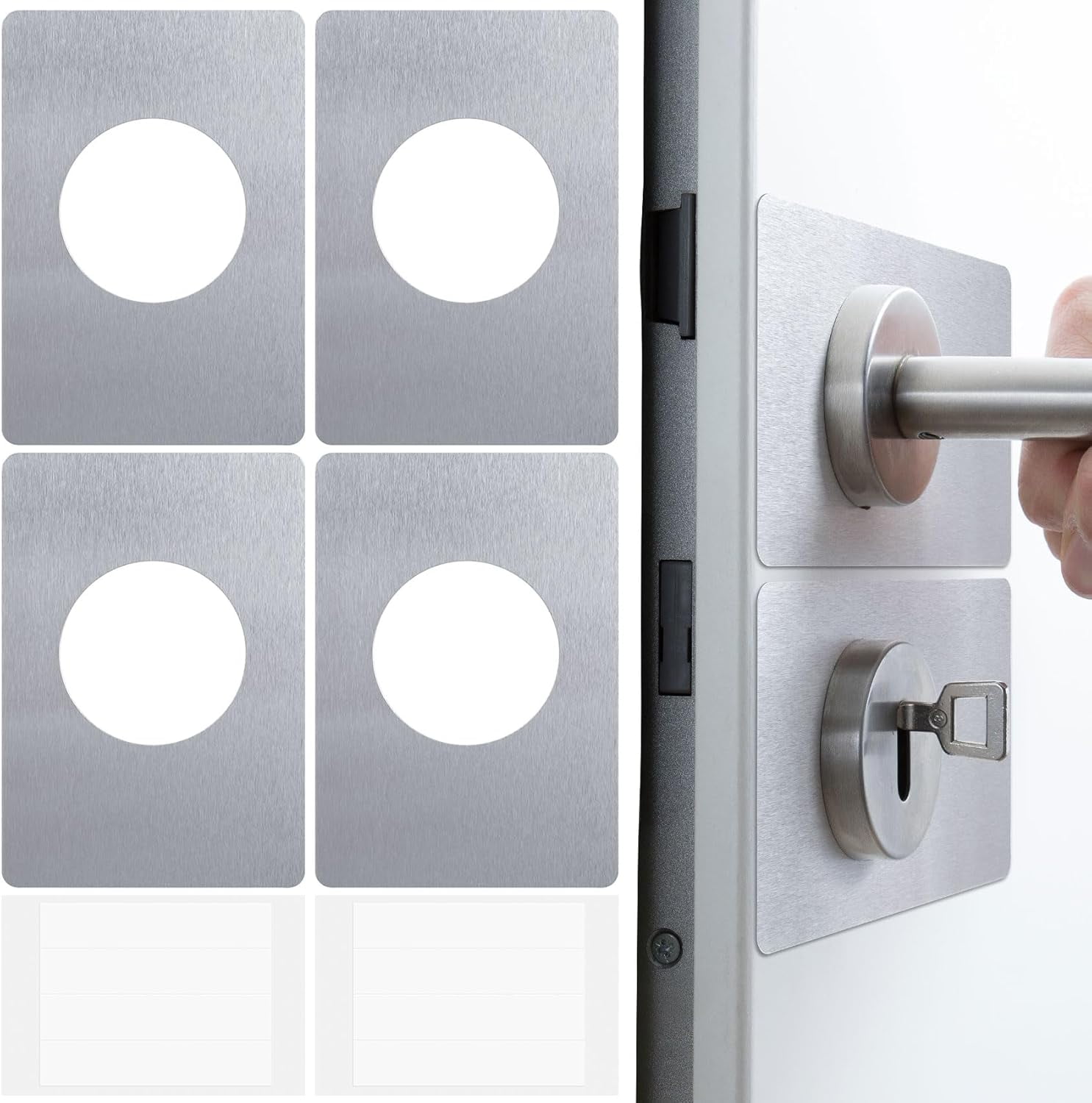 4 Pack Door Lock Reinforcement Plate, Door Lock Repair Kit, Stainless ...