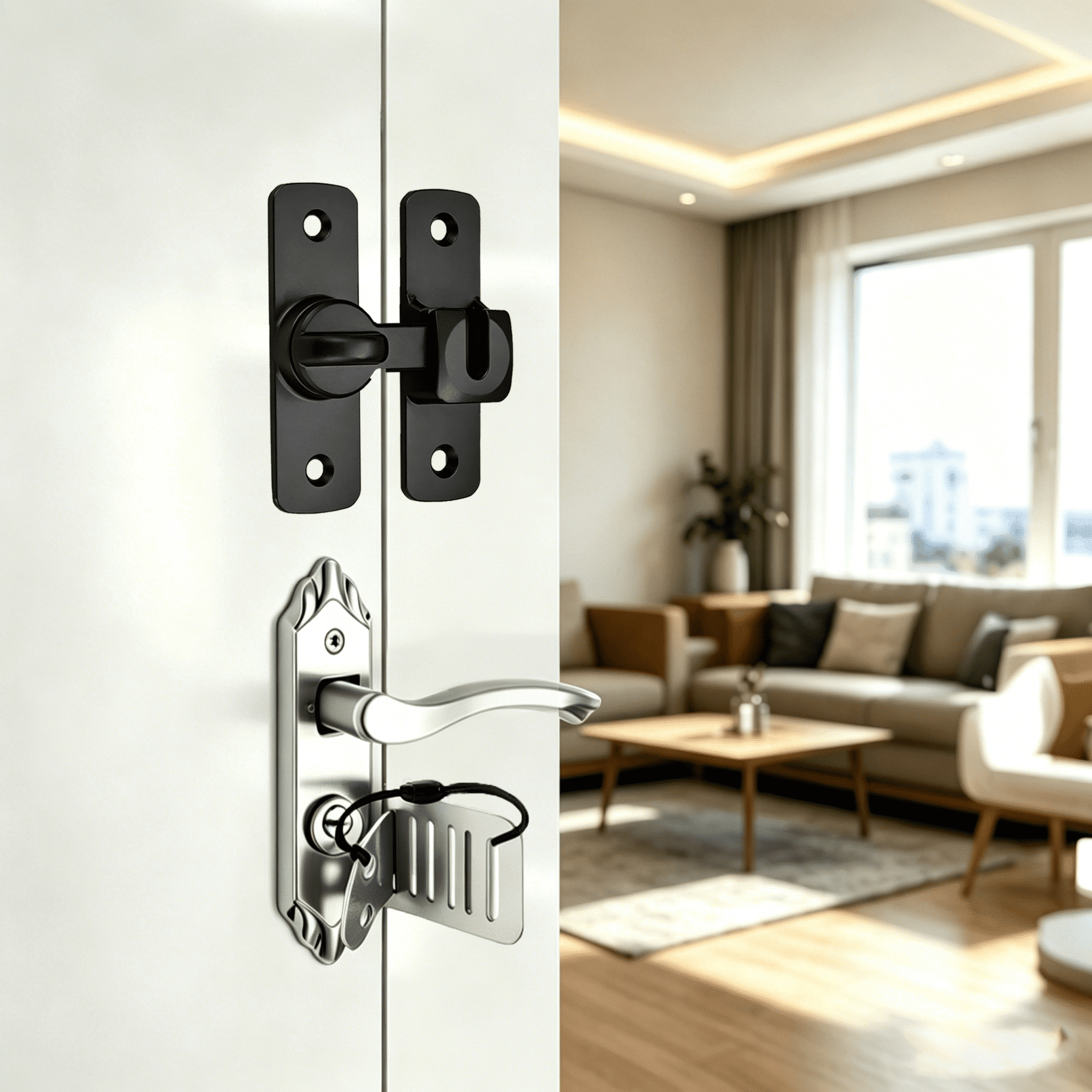 4 Pack Door Security Set, 2Pcs 90/180 Degree Sliding Door Latches ...