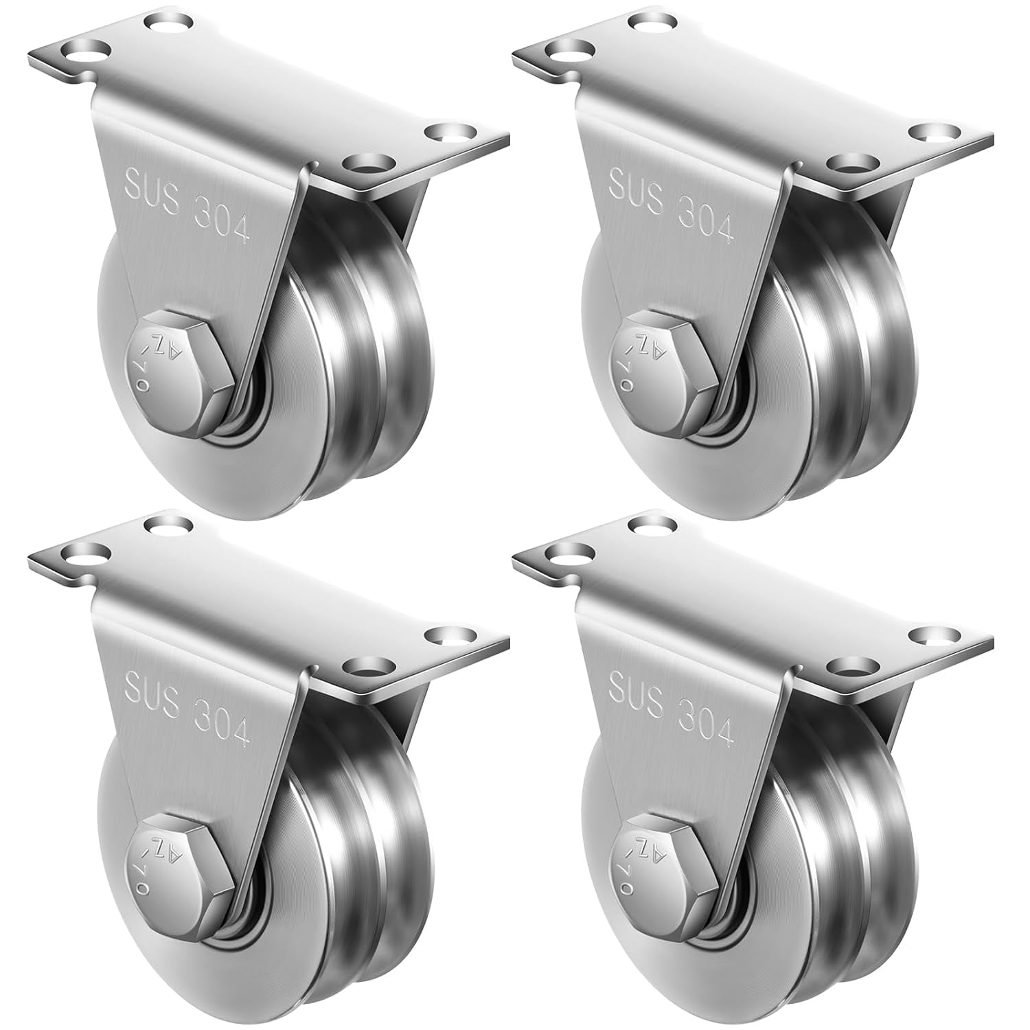 4 Pack Double Groove Cable Fixed Pulley Block Wheel Pulley Heavy Duty ...