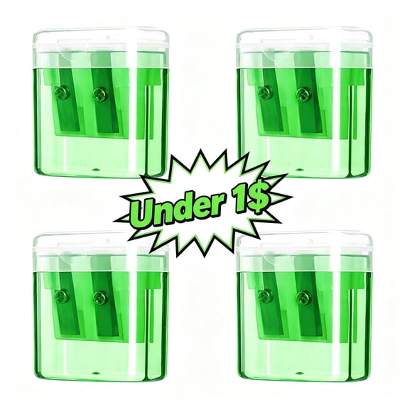 4 Pack Double Hole Manual Pencil Sharpener with Clear Leak‑Proof ...