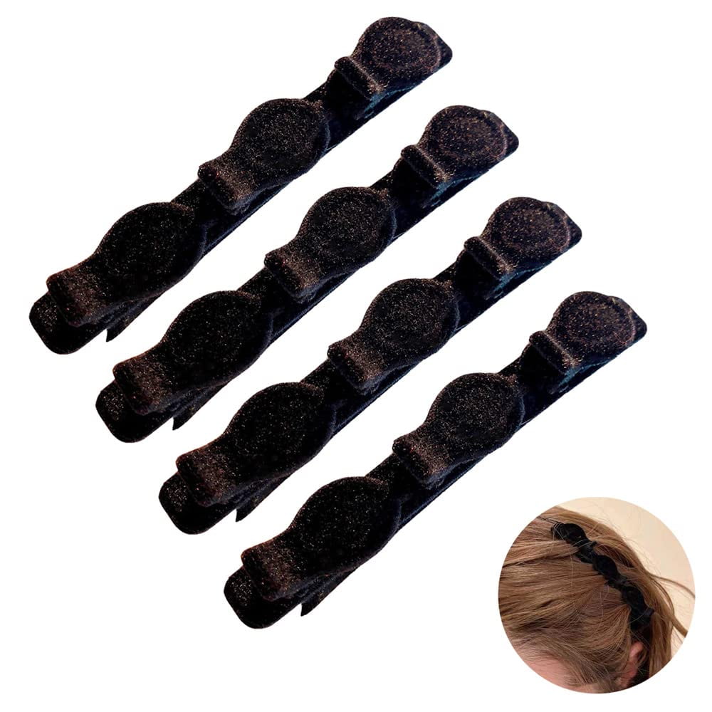 4 Pack Double Retro Layer Twist Plait Clip Hair Flocking Texture ...