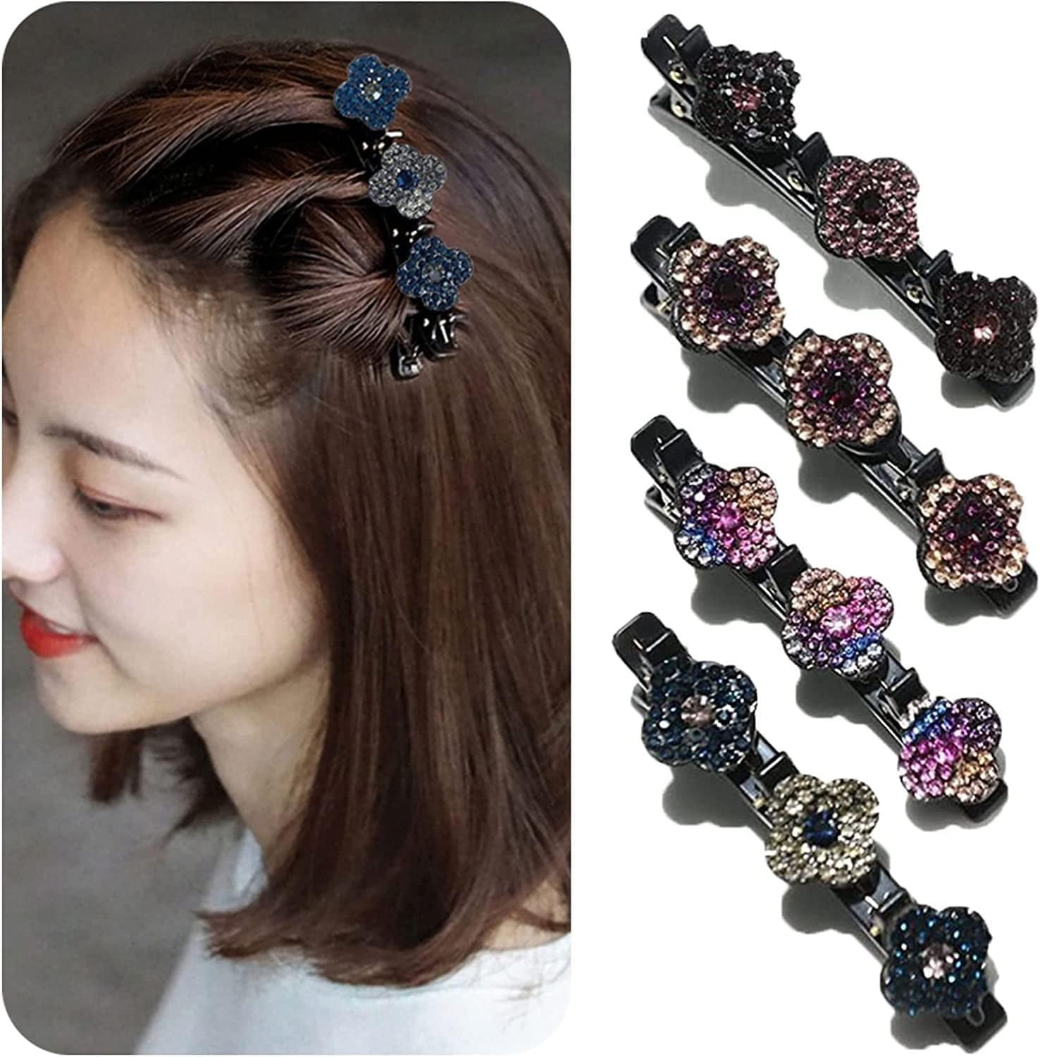 4 Pack – Double Retro Layer Twist Plait Clip Hair Flocking Texture ...