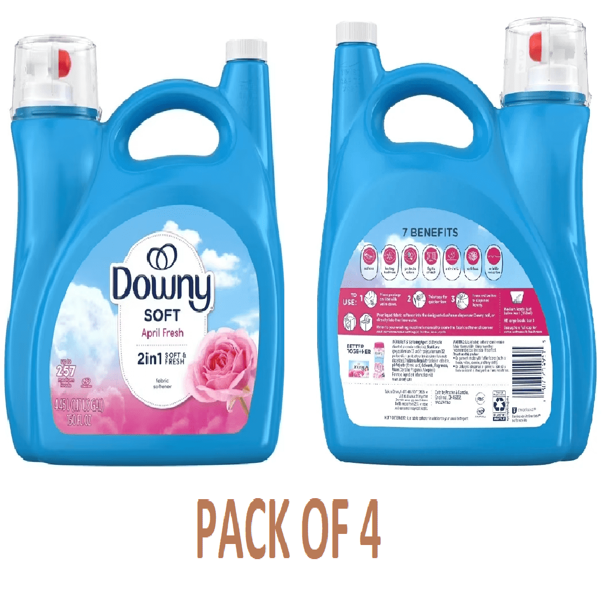 4 Pack Downy Soft & Fresh Liquid Fabric Softener, April Fresh, 257 ...