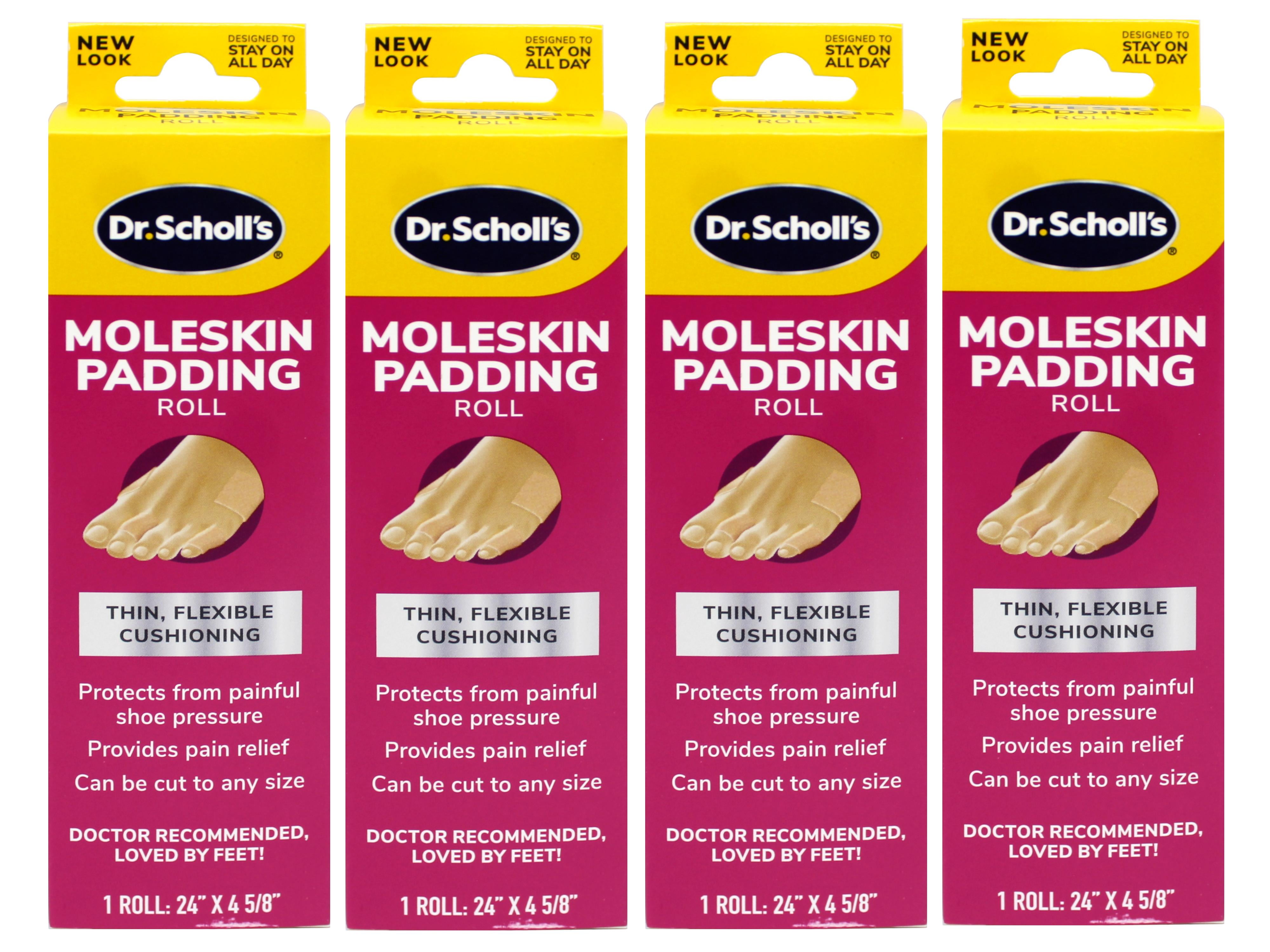 4 Pack - Dr. Scholl's Moleskin Padding ROLL, 1 roll // Thin, Flexible ...