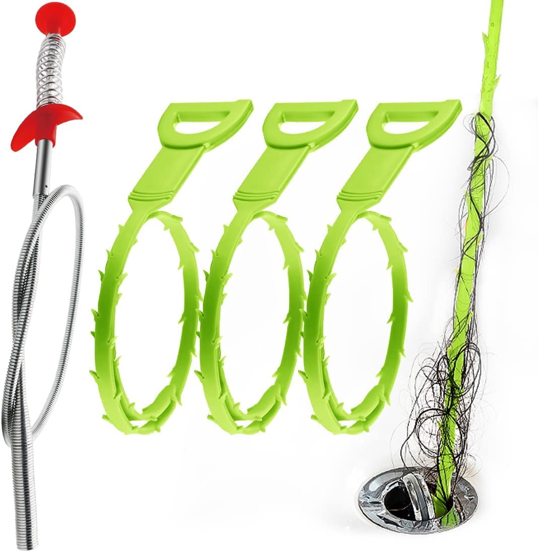 4 Pack Drain Snake Drain Clog Remover, 34 Inch Stainless Steel Claw and ...