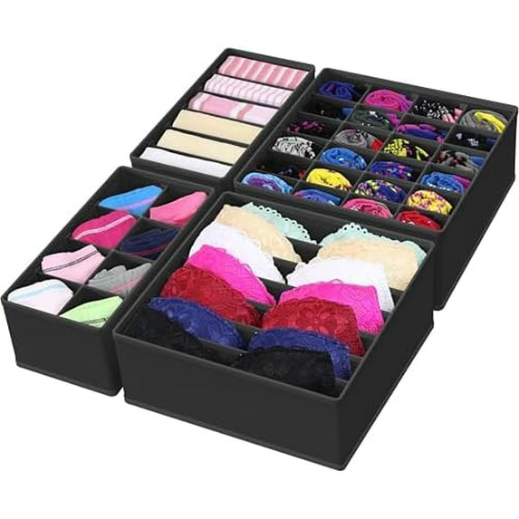 4-Pack Drawer Organizer Set - Closet Dividers for Underwear, Socks ...