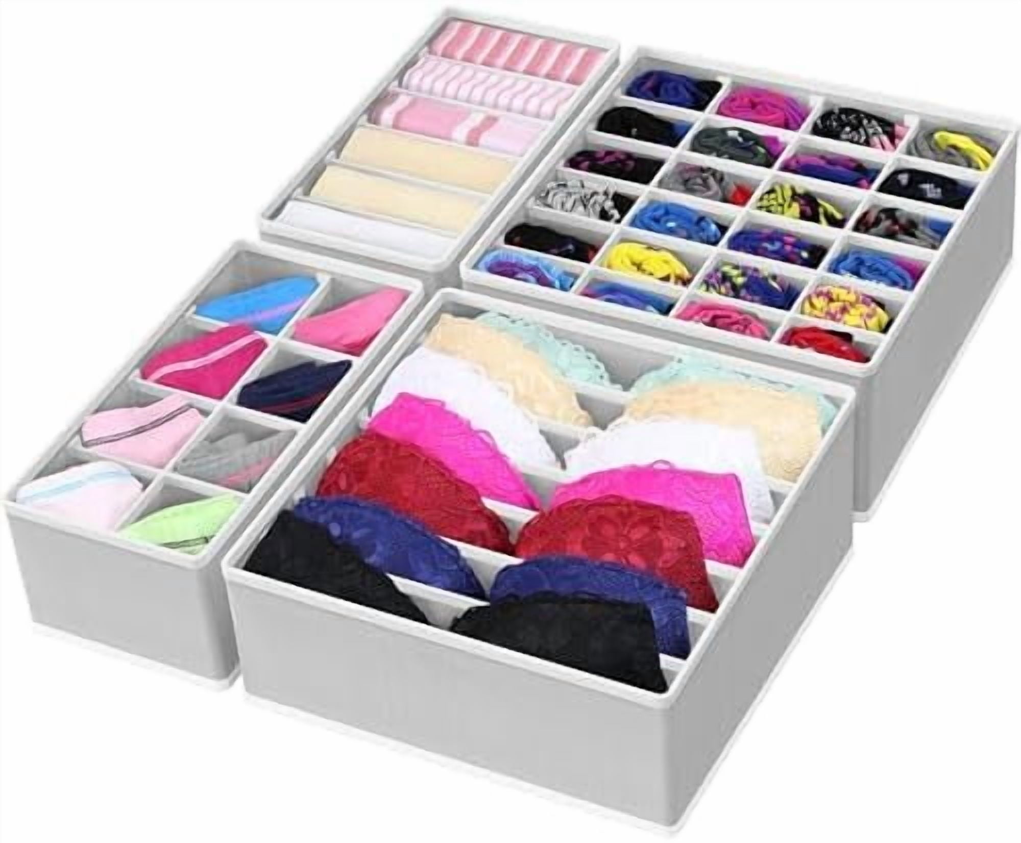 4-Pack Drawer Organizer Set - Closet Dividers for Underwear, Socks ...