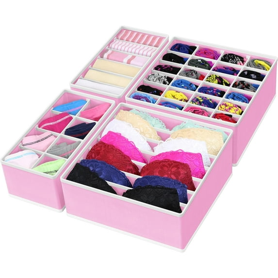 4-Pack Drawer Organizer Set - Closet Dividers for Underwear, Socks ...