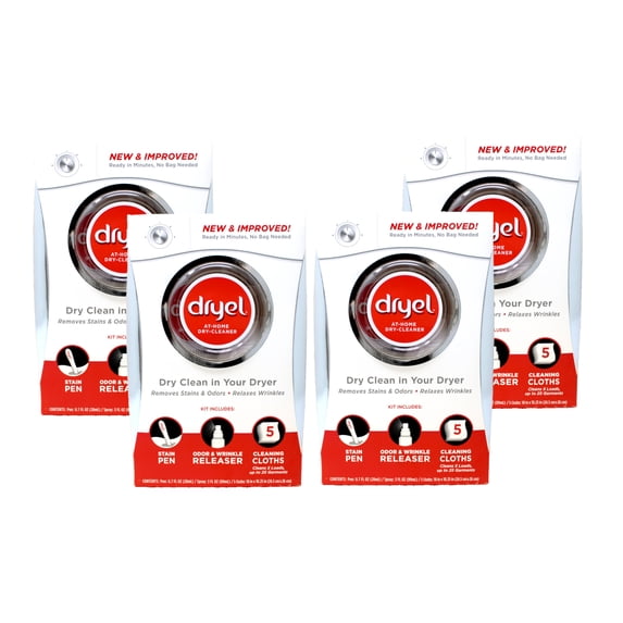 4 Pack - Dryel At-Home Dry Cleaner Kit - 5 Loads - Walmart.com