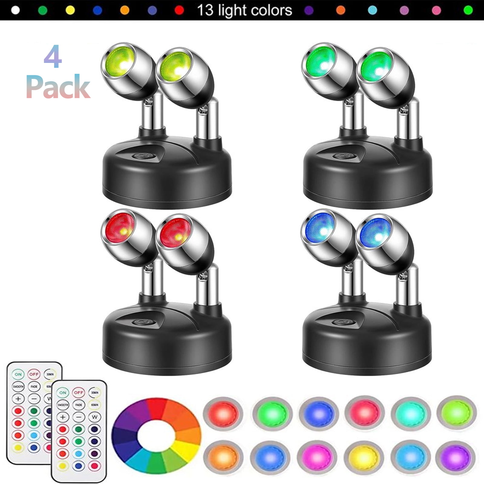 Dual Head Wireless LED Spotlight with Remote Control, Battery ...