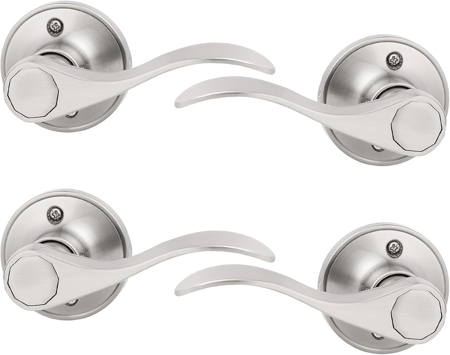 4 Pack Dummy Door Lever Door Handle for Left Hand and Right Hand, Wave ...