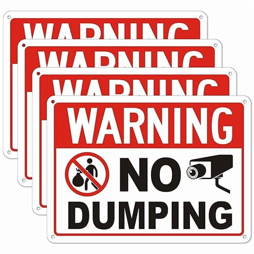 (4 Pack) No Dumping Signs with Symbol, 12 x 8 Inches No Dumping Video ...