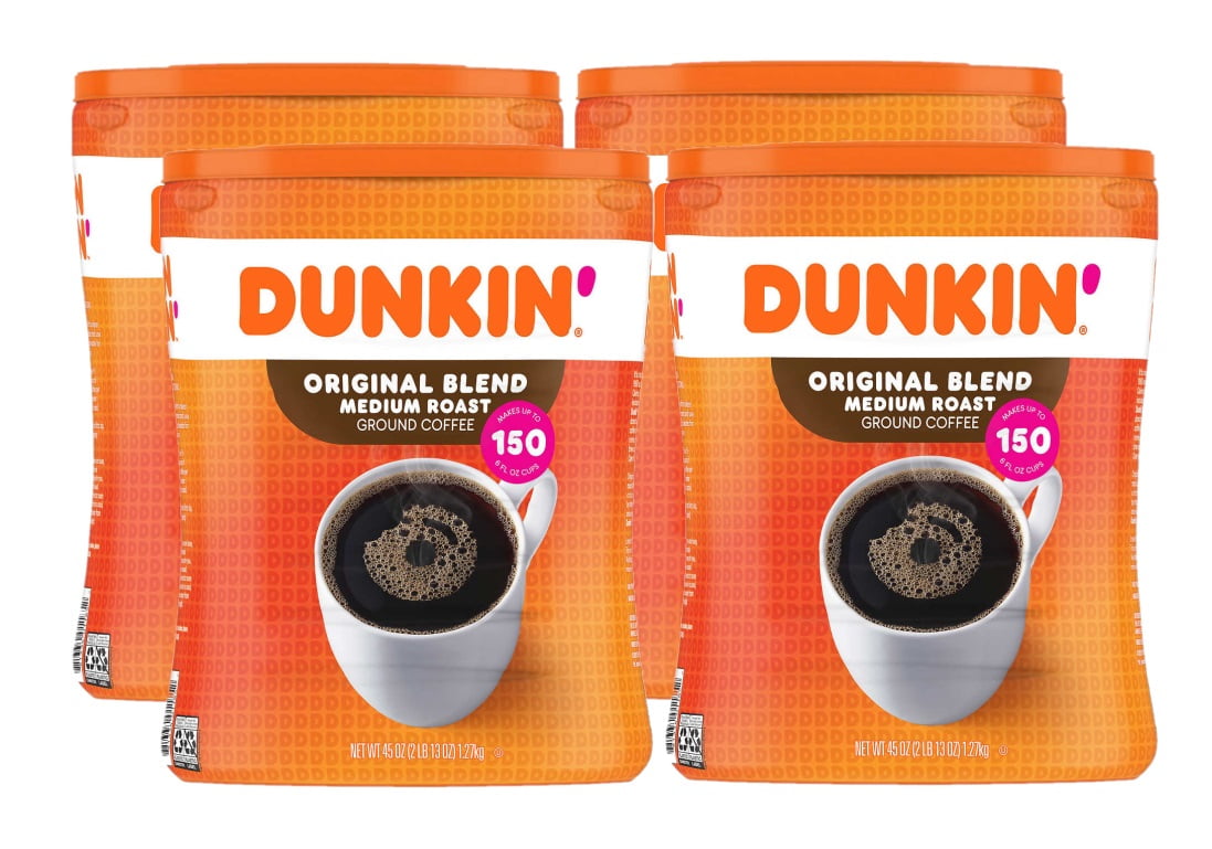 Dunkin' Donuts Original Blend Ground Coffee, Medium Roast, 45 oz, 4 ...