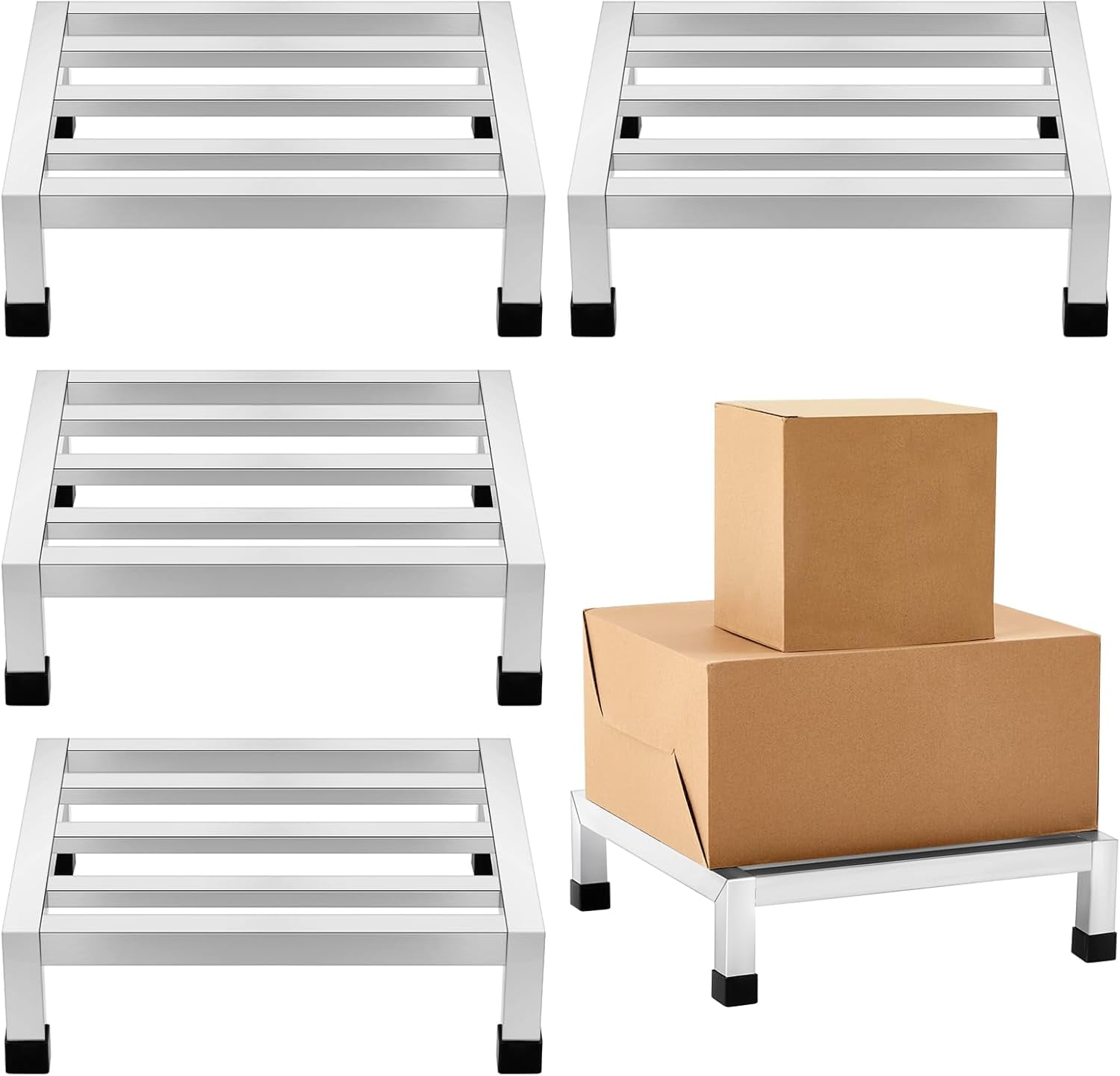 4 Pack Dunnage Rack 13.8" Long x 13.8" Wide, 3.9" Height Stainless ...