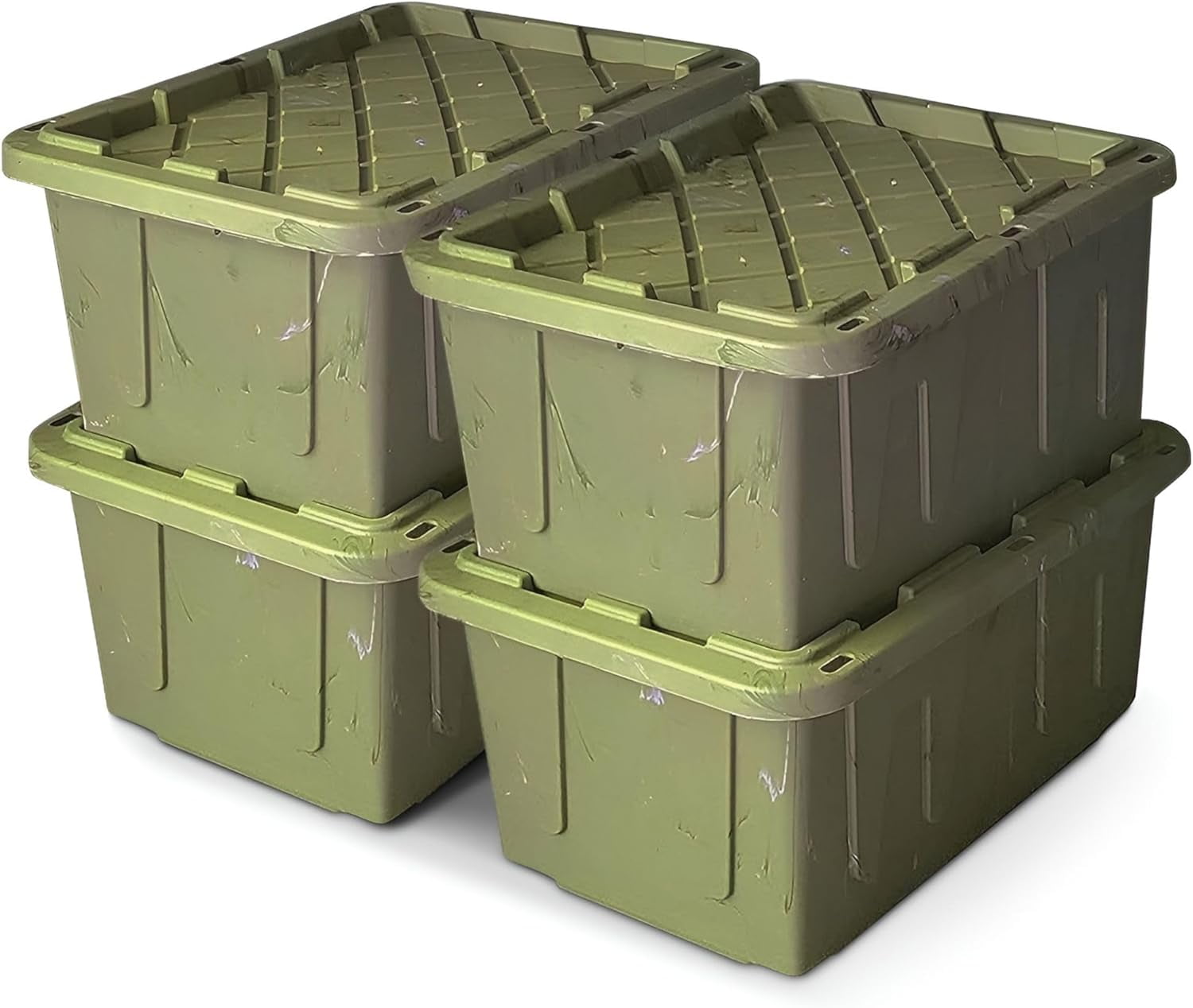 4-Pack Durabilt, Heavy Duty Plastic Storage Bins with Lids, 27 Gallon ...
