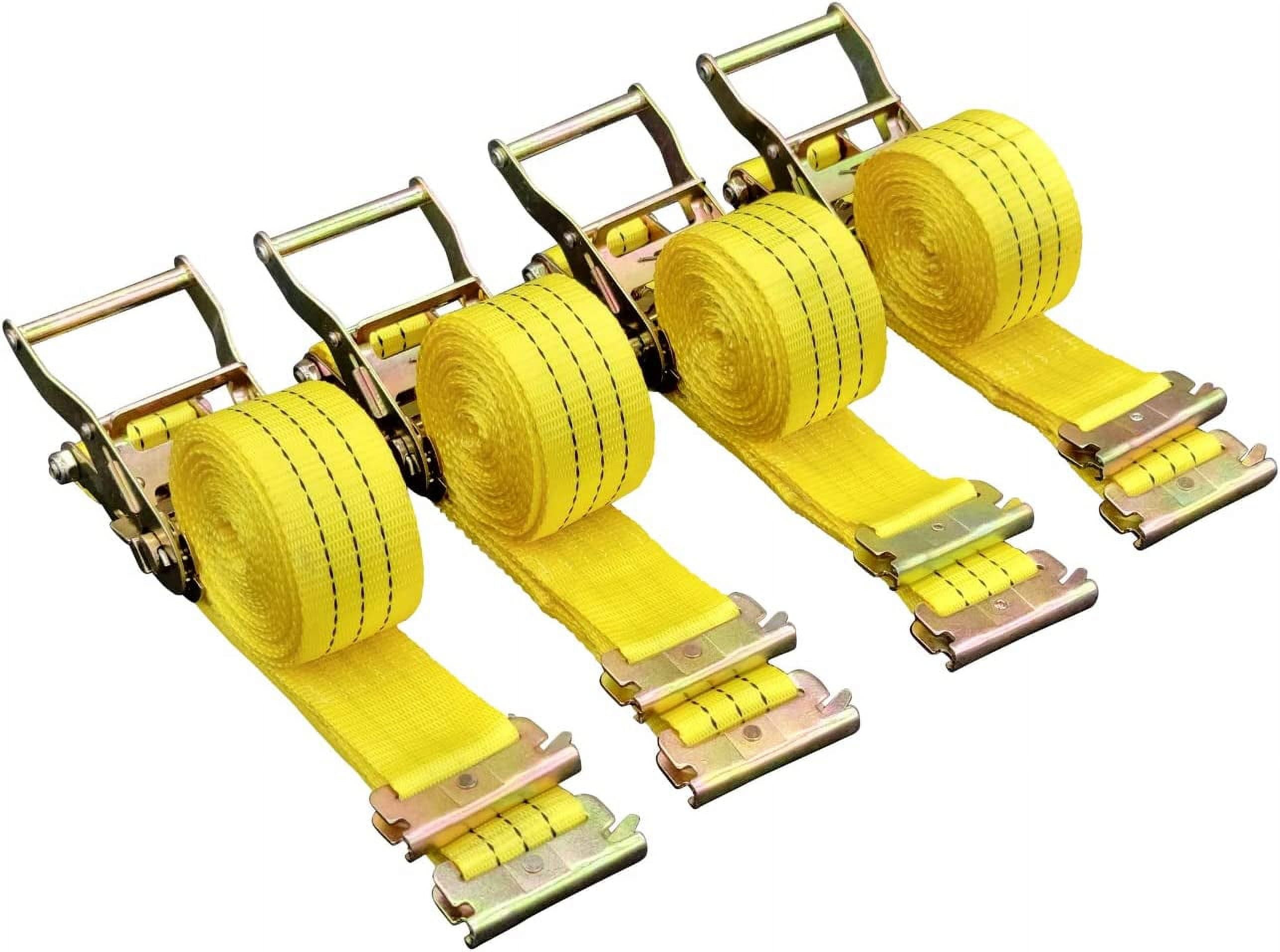 "4 Pack E-Track Heavy Duty Ratchet Straps 2""x15', Lockable, 4400 lbs ...