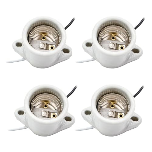 4-Pack E26 Ceramic Light Sockets - 600V 660W Heat-Resistant Lamp Holder ...