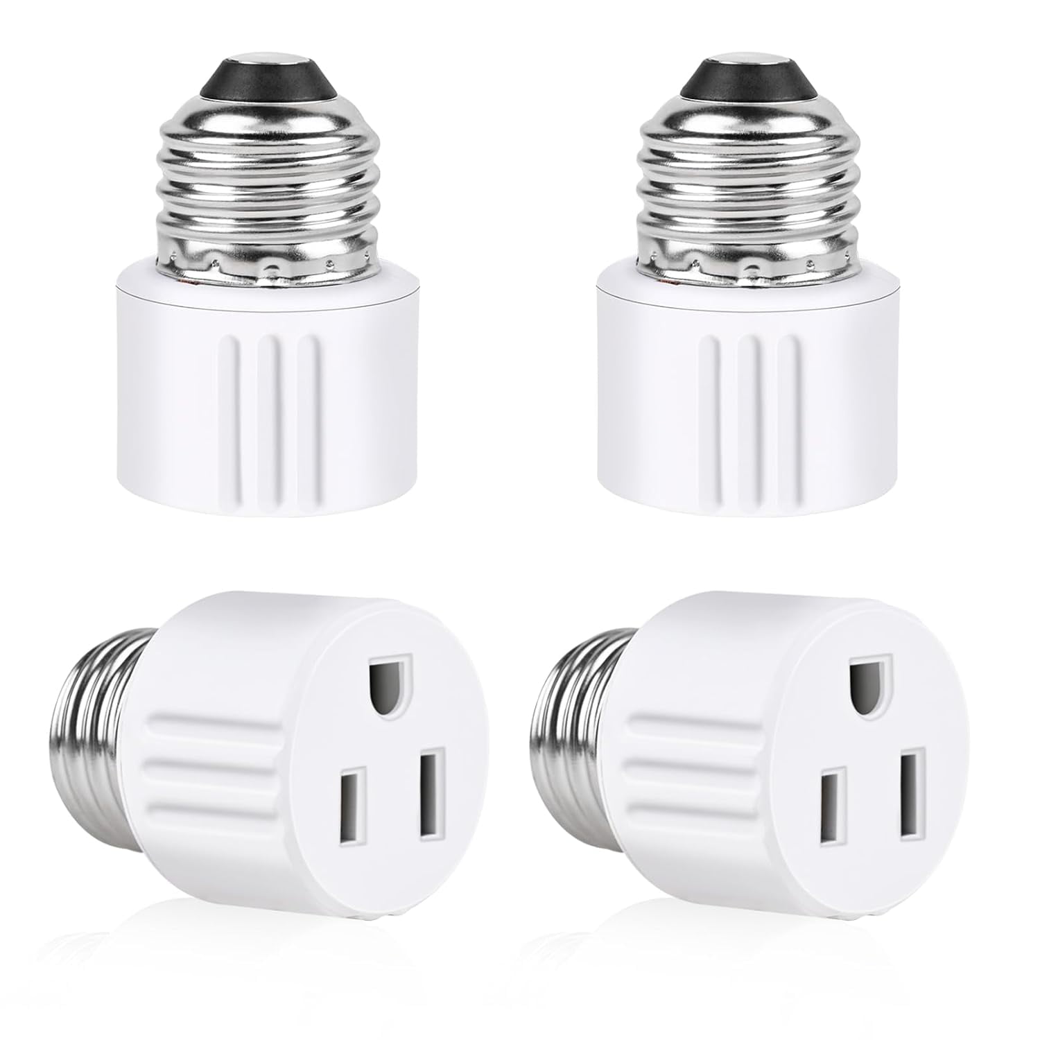 4-Pack E26 Light Bulb to Outlet Socket Adapter – Screw-in Converter for ...