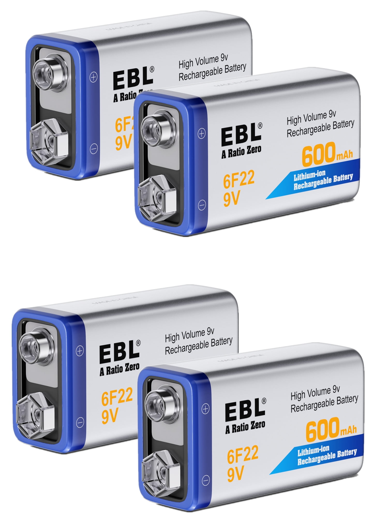 4 Pack EBL 600mAh 9V 6F22 Lithium-ion Rechargeable Philippines | Ubuy