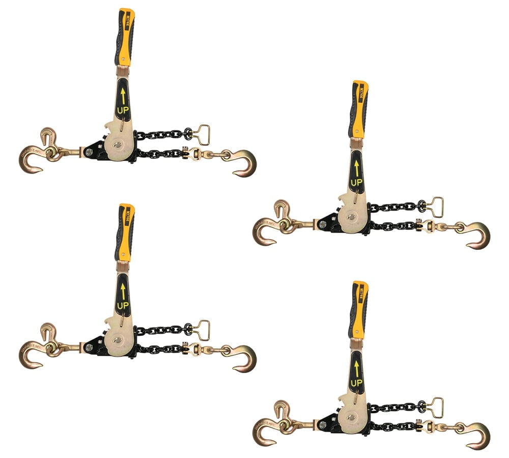 4 Pack Easy Ratchet Chain Load Binder with 5/16" Grab & 3/8" Slip Hook, 5400 lbs WLL Easy ...