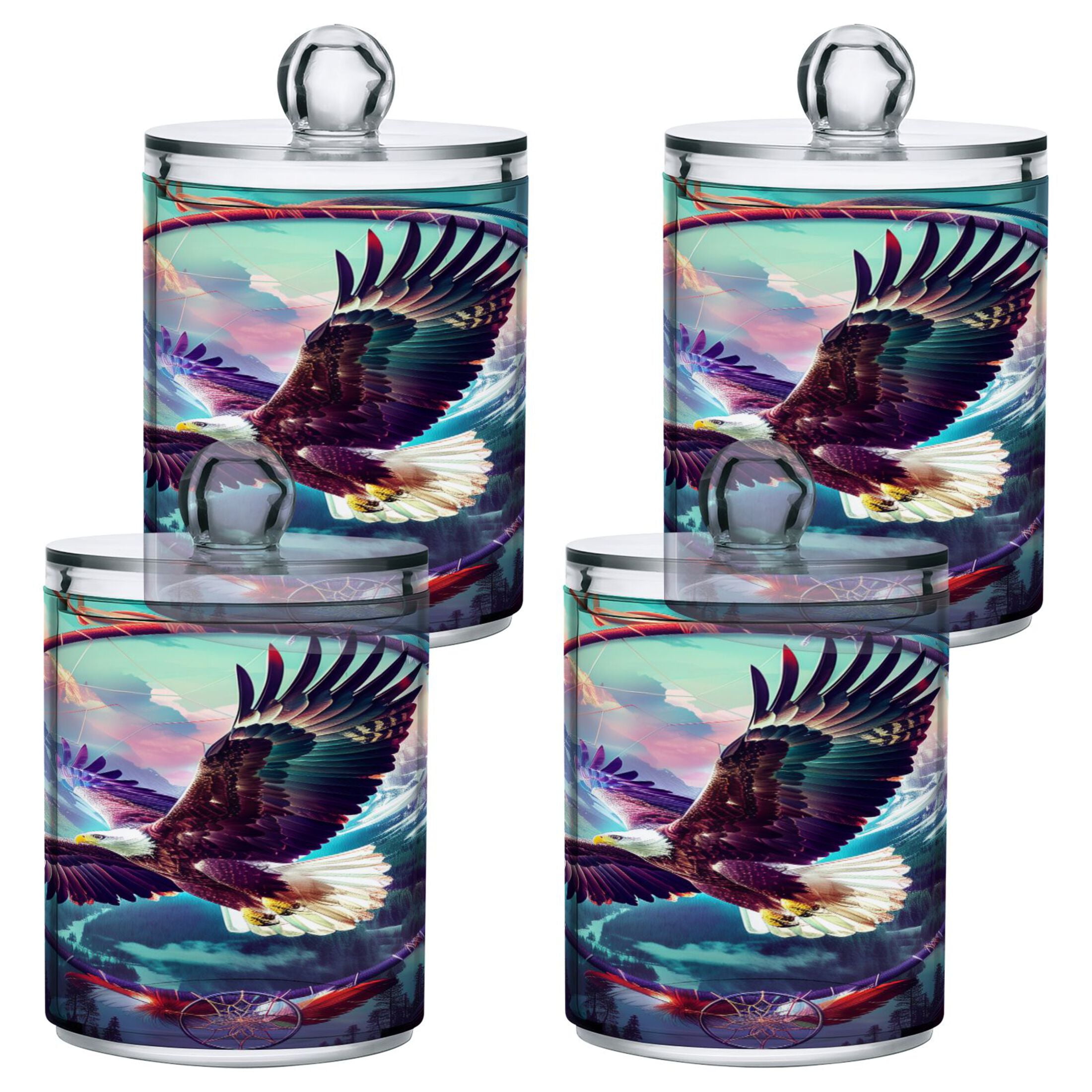 4 Pack Eagle Mountains Tree Circle Qtip Holder Dispenser Clear Plastic ...