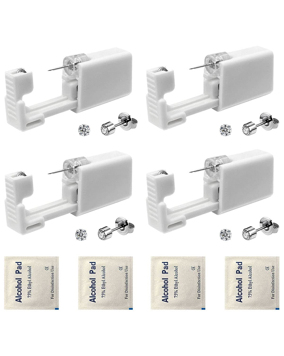 4 Pack Ear Piercing Gun Kit, Disposable Ear Piercing Gun with Silver ...