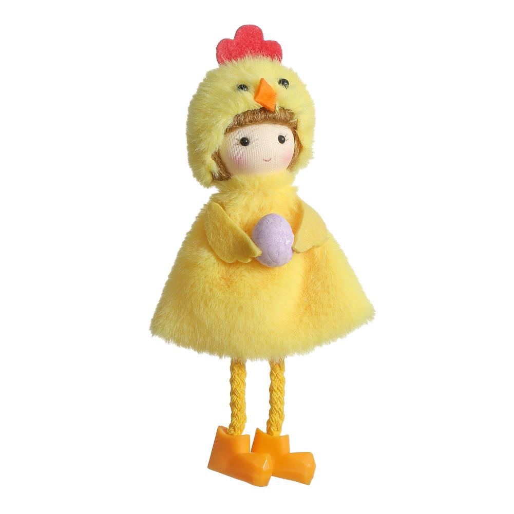 4 Pack Easter Chick Ornaments, Handmade Yellow Fabric Chicks with Hats ...