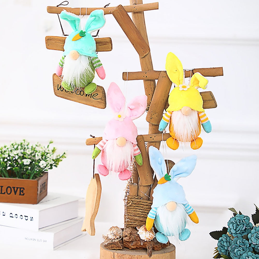 4 Pack Easter Faceless Gnome Rabbit Doll Handmade Home Decor Spring ...