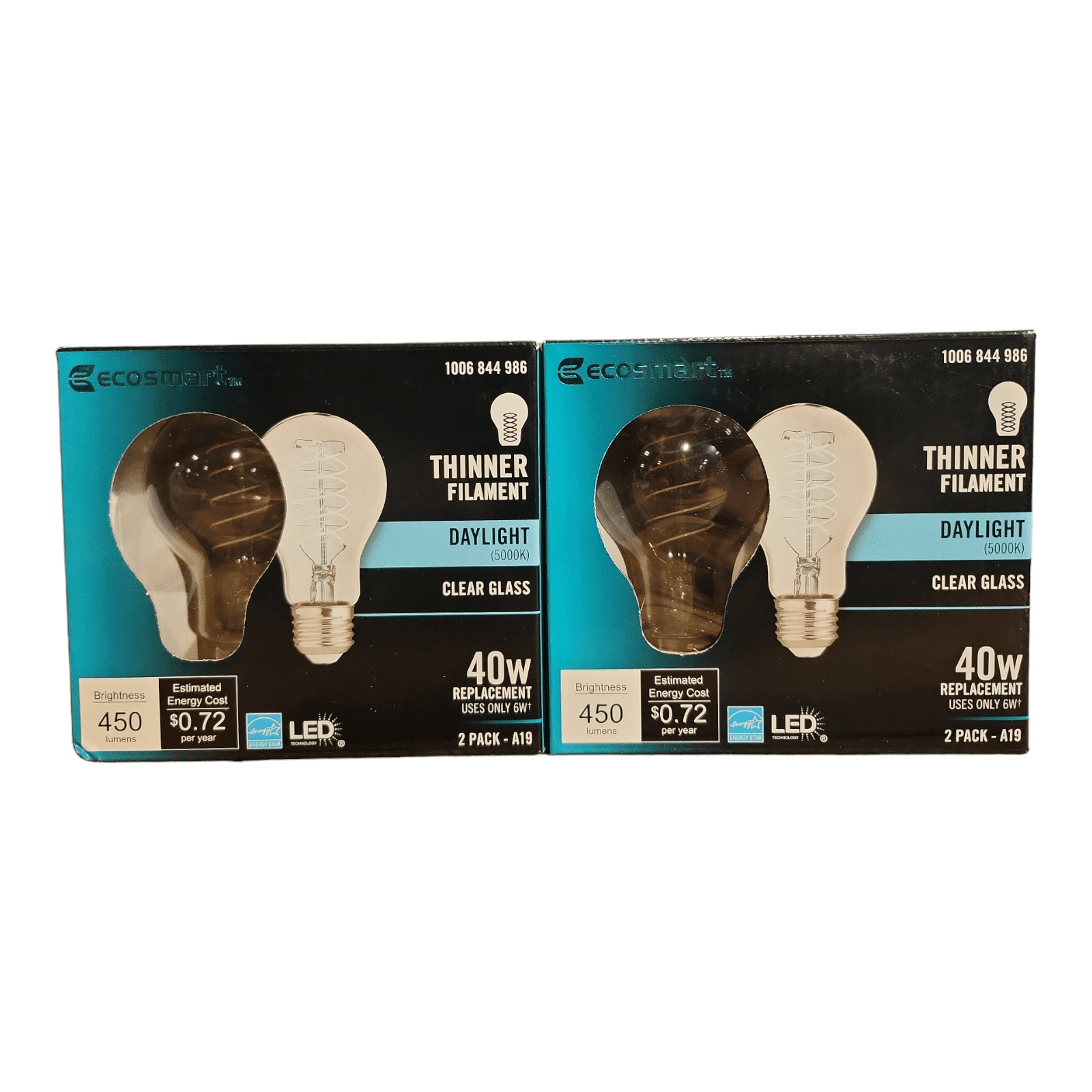 4-Pack Ecosmart 40W A19 Daylight 5000k Thinner Filament Clear LED Bulb ...