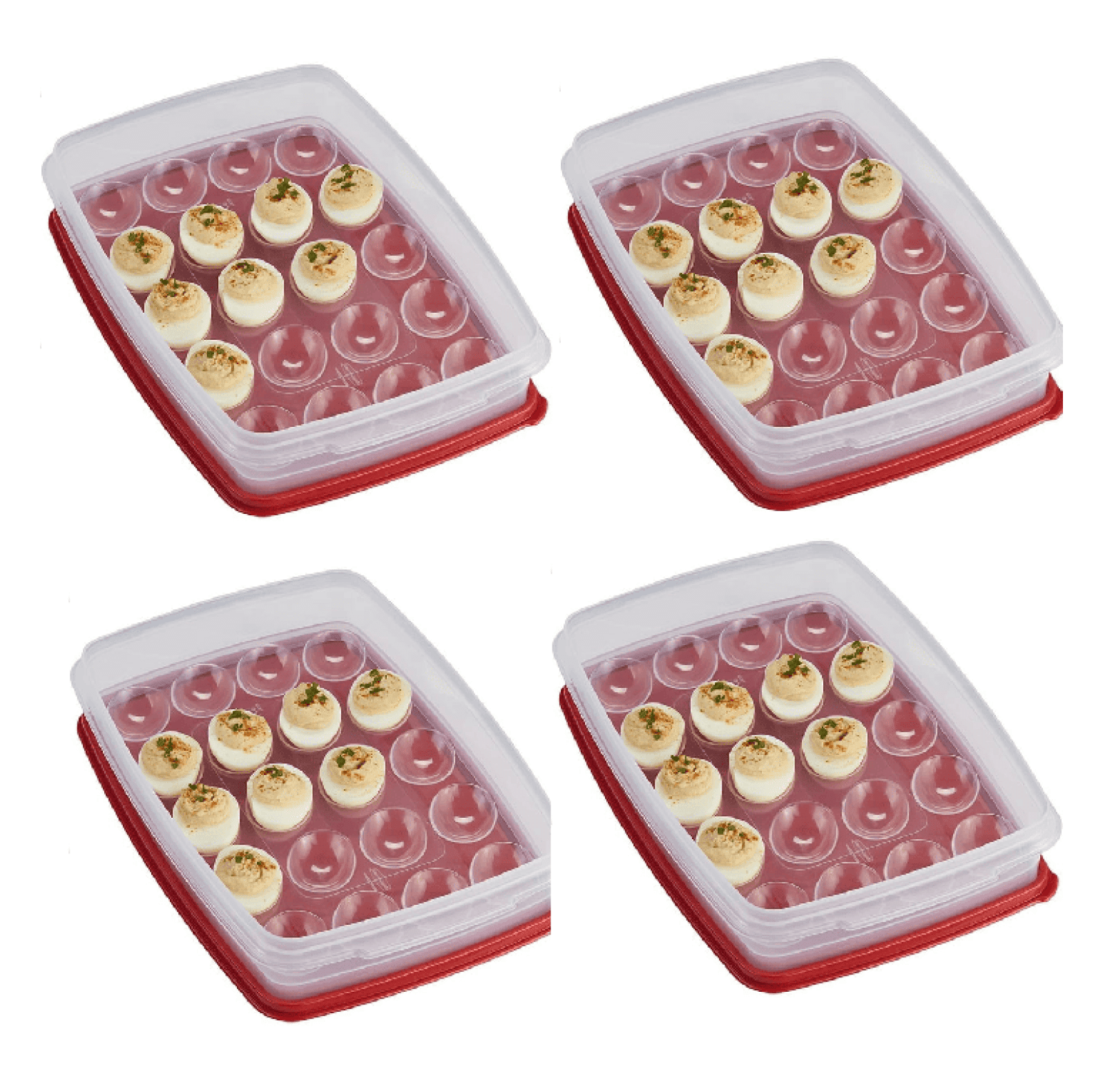 4 Pack Egg Keeper Food Storage Container, Clear/Red, 1 Count - Walmart.com