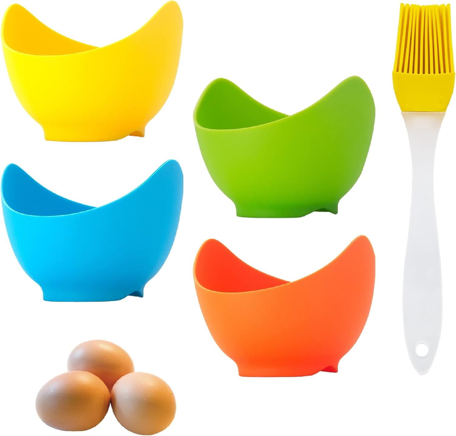 4 Pack Egg Poacher, BPA Free Silicone Egg Poachers, Egg Cups for Air ...