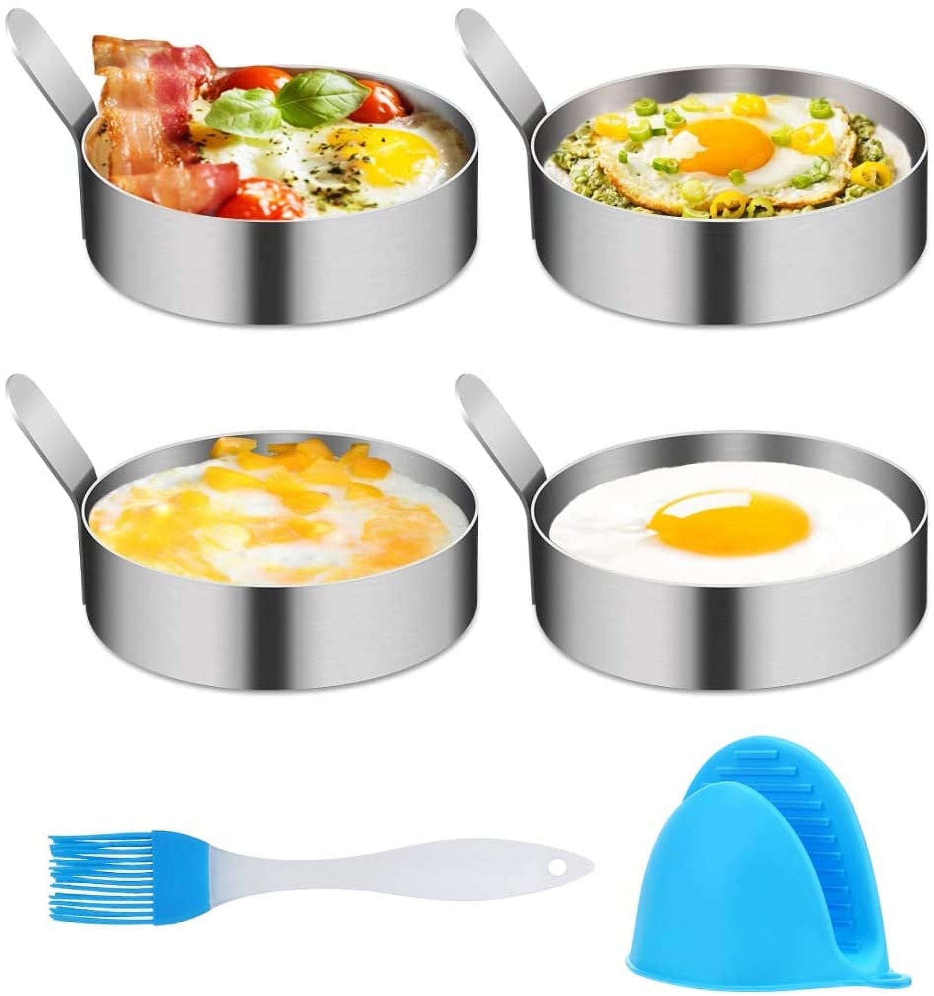 4 Pack Egg Ring,Egg Mold Ring Non Stick Stainless Steel 3.5Inch Egg ...