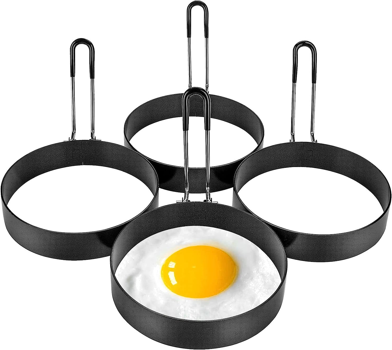 4 Pack Egg Ring, Stainless Steel Round Egg Cooking Rings Non-Stick ...