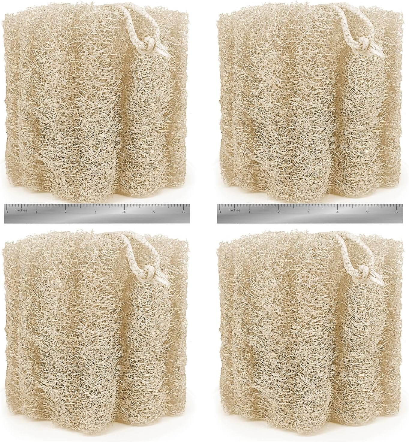 4 Pack Egyptian Loofah , Luffa Sponge for Men&Women, Gentle Cleansing ...