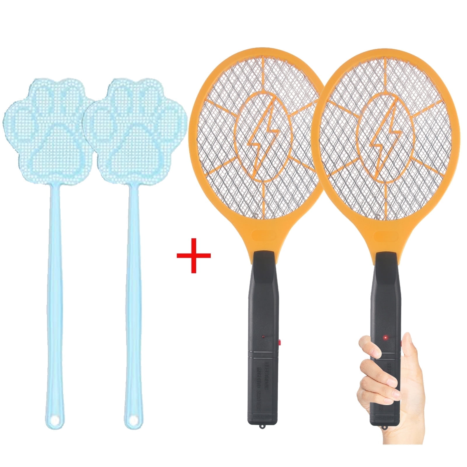 4 Pack Electric Fly Swatter Mosquito Racket with 2 Pack Plastic ...