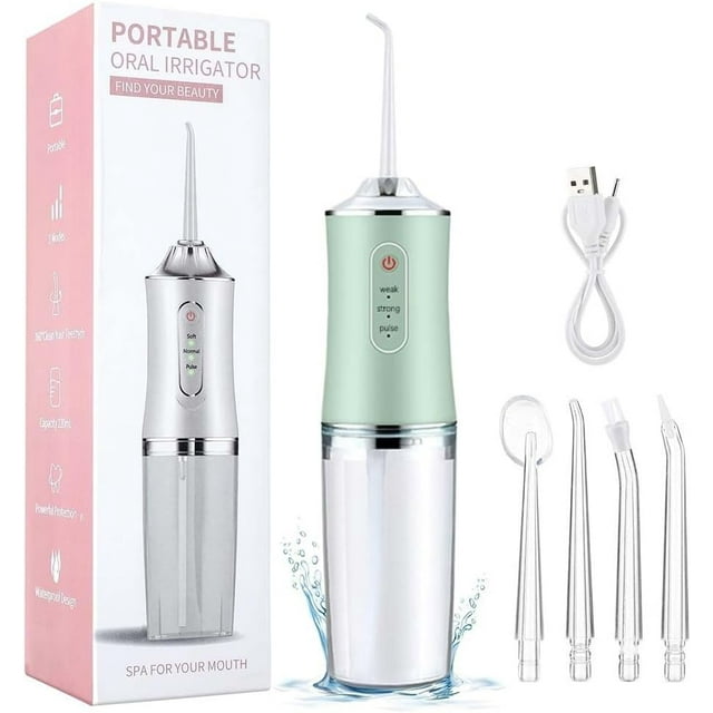 4-Pack Electric Water Flosser with Smart Chip, Portable Oral Irrigator with Detachable Water ...