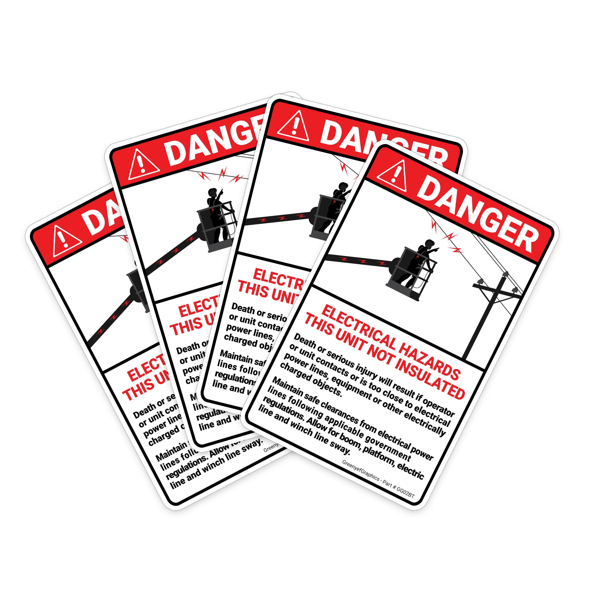 (4 Pack) Electrical Hazard Sticker (Size: 4.75" x 7.5") | Warning Decal ...