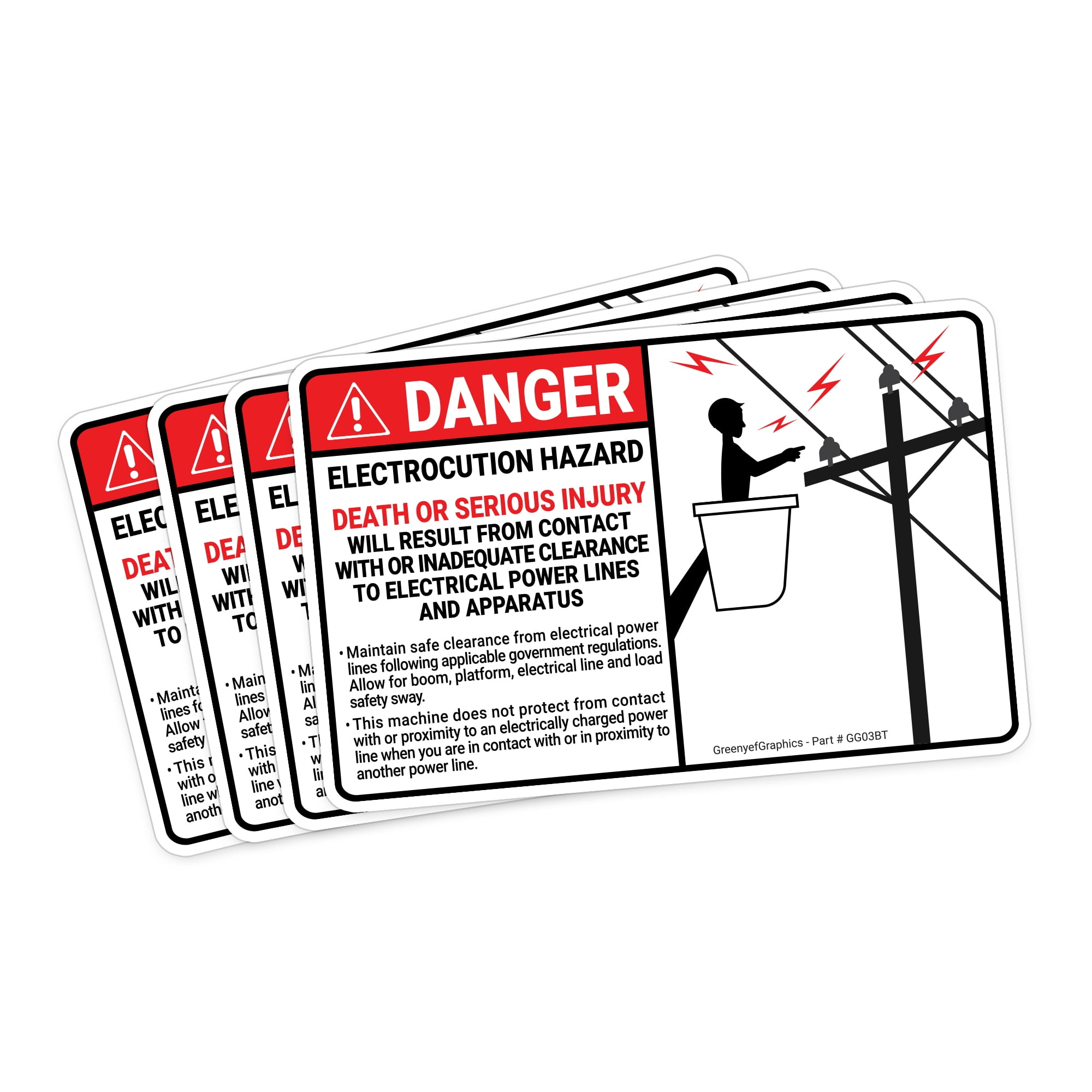 (4 Pack) Electrocution Hazard Sticker (Size: 7.5" x 4.75") | Warning ...