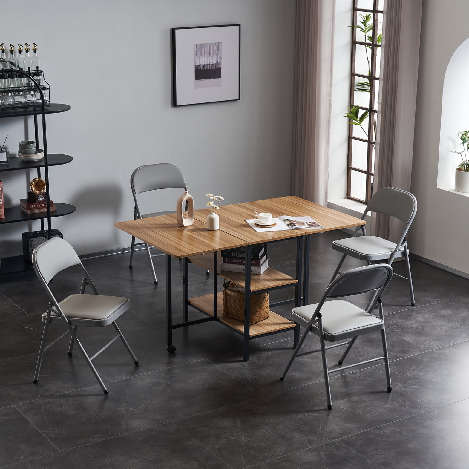 4 Pack Elegant Foldable Chairs with Padded Seats, Lightweight ...