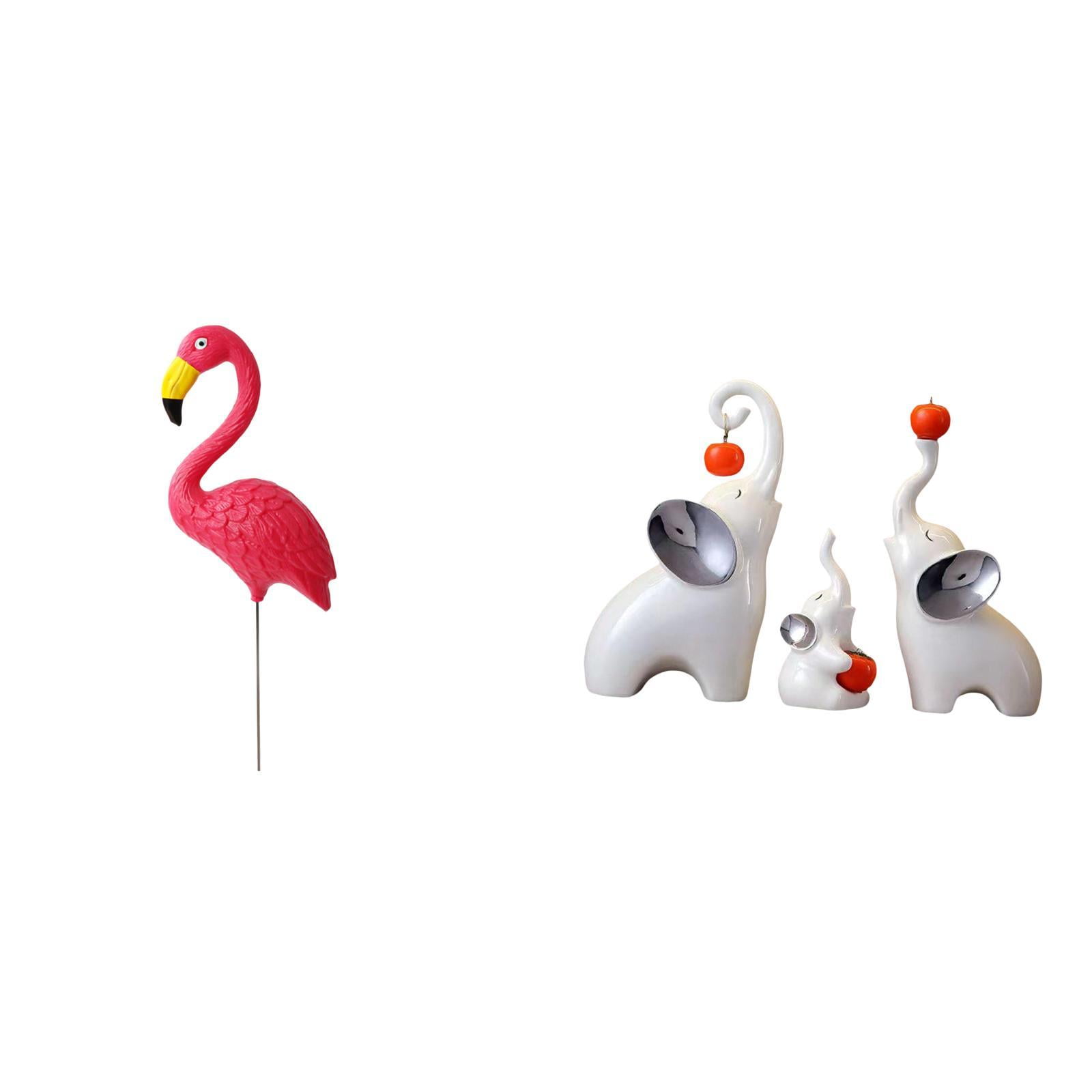4 Pack Elephant Figurine Flamingo Garden Stake Sculpture Set Realistic ...