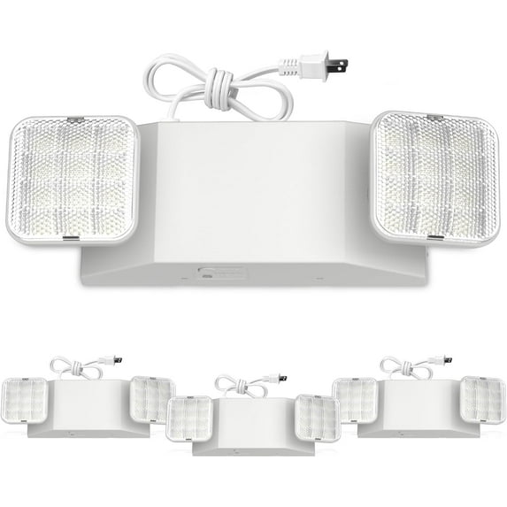 4 Pack Emergency Lights with Battery Backup, AC 120V, Two Head ...