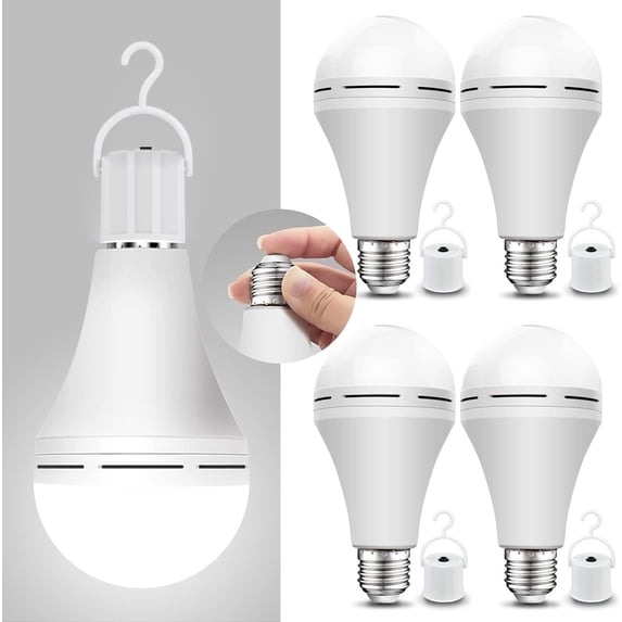 kedelux Emergency Rechargeable LED Bulbs, 1200mAh Backup, E27 15W ...