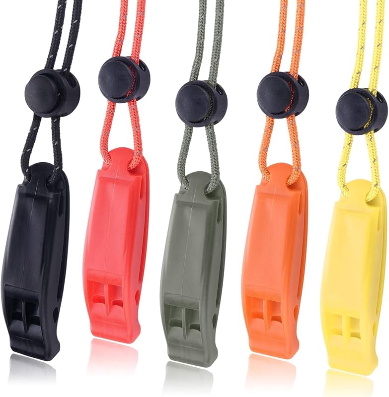 4 Pack Emergency Whistles, Loud Shrill Safety Whistle with Reflective ...