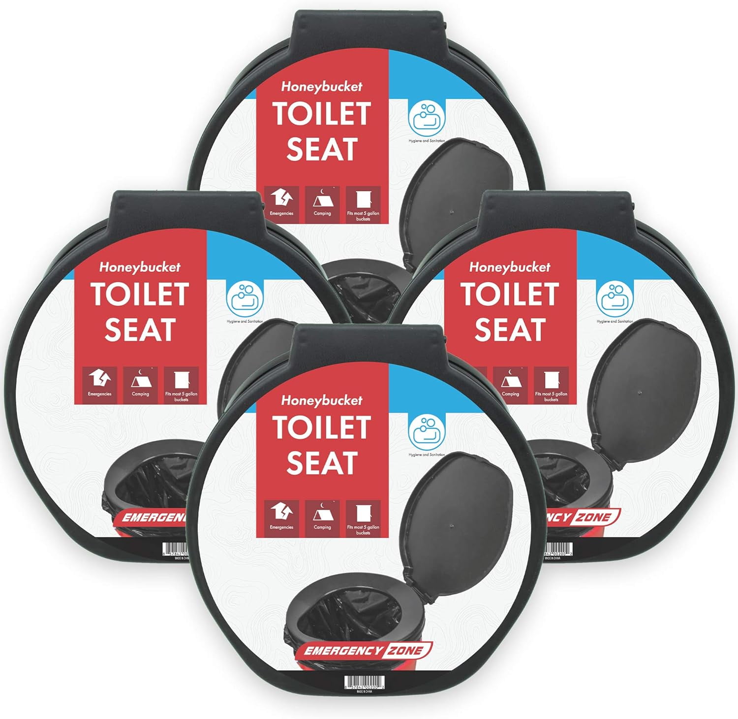 [4 Pack] Emergency Zone Honey Bucket Style Toilet Seat for 5 Gallon ...