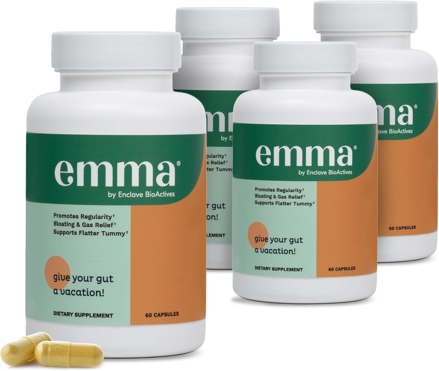 4-Pack Emma Gut Health - 60 Capsules Each - Supports Healthy Bowel ...