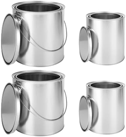 4 Pack Empty Paint Cans with Lids, 3 Quart Paint Can with Lids ...